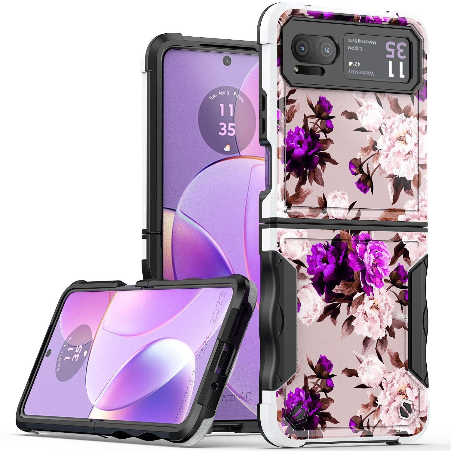 Motorola Moto Razr 2023 Shockproof Floral Print Case Full Body Cover - Walmart.com