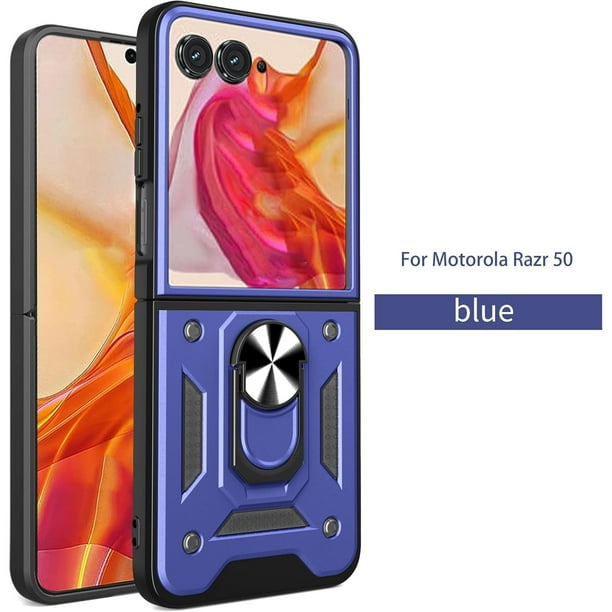 For Motorola Moto Razr 2024 Case Full Body Shockproof Phone Case Cover with Kickstand - Blue ...