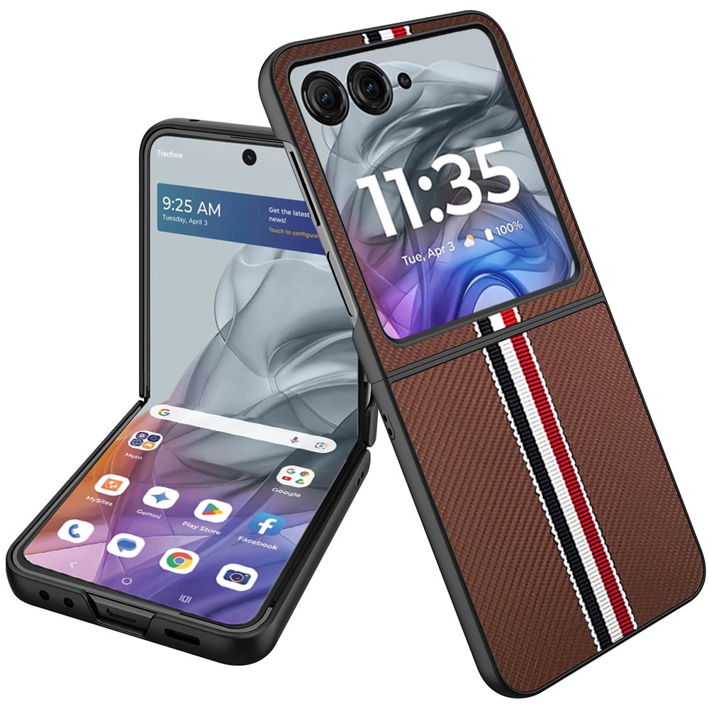 For Motorola Razr 2025 2024 Velvet Fabric Flip Phone Premium PU Vegan ...