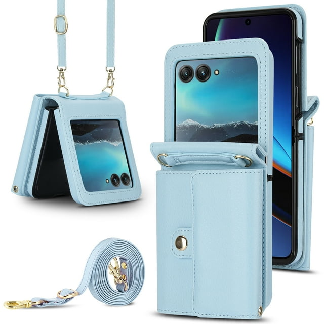 For Motorola Razr 40 Ultra PU Leather Case, Stylish Crossbody Strap ...