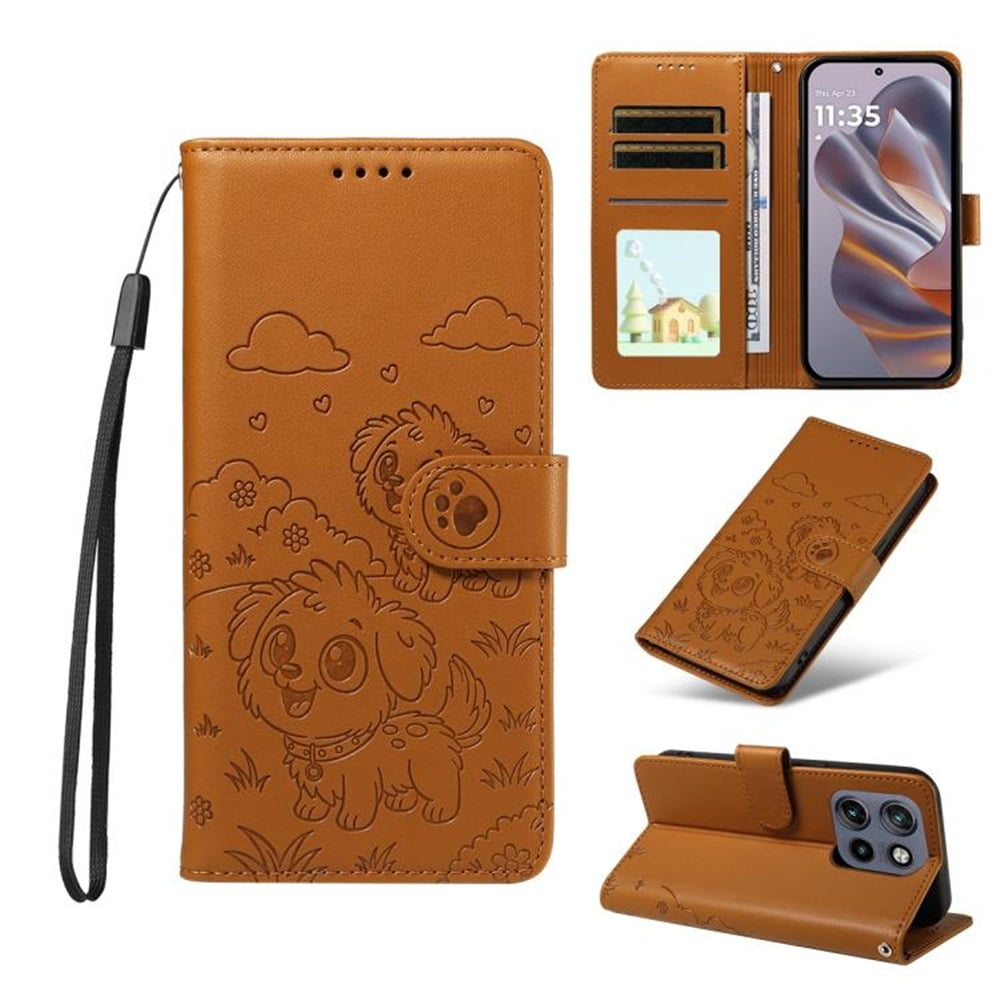 For Motorola ThinkPhone 25 Dog Embossing Leather Phone Case with RFID ...