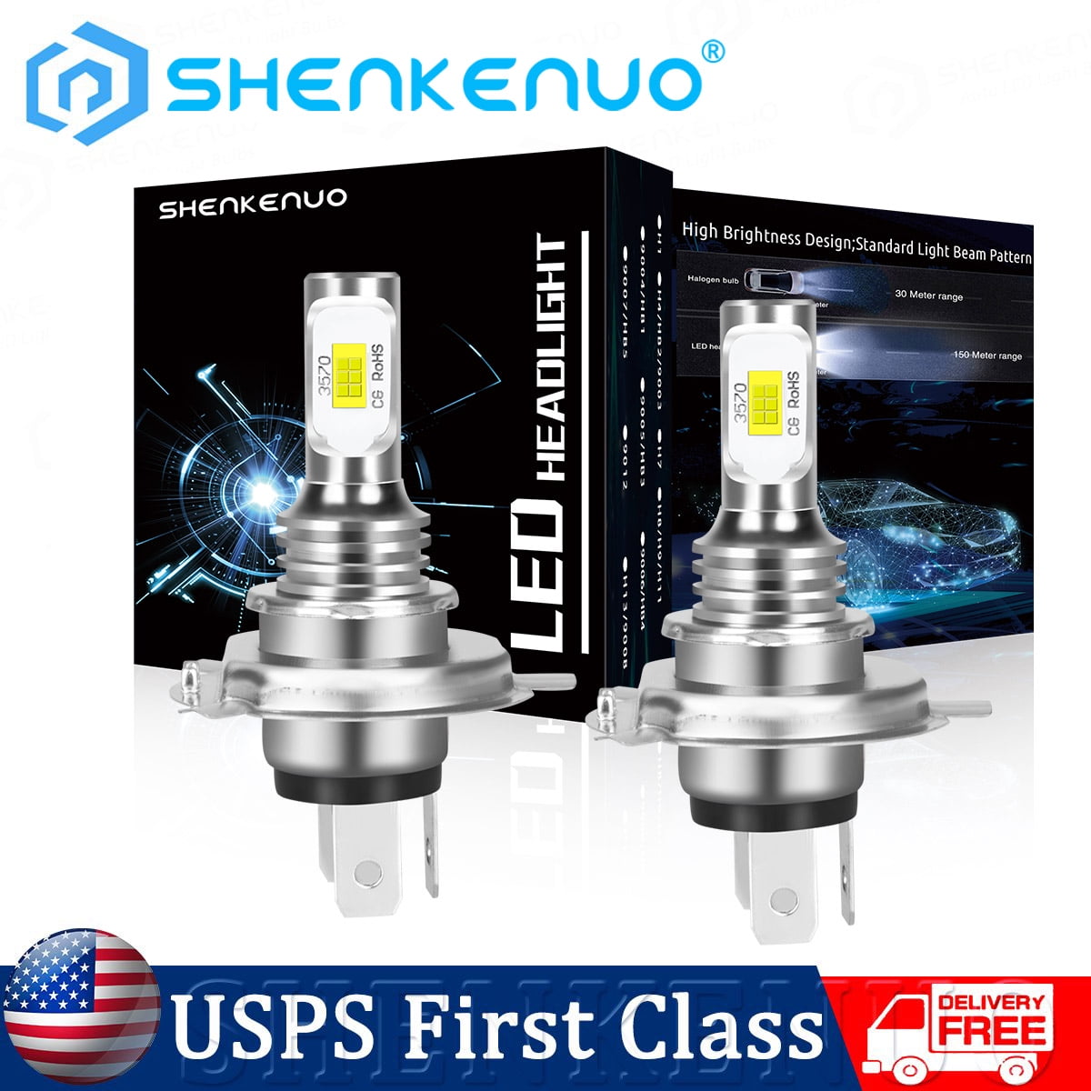 For NISSAN Versa 2007-2019 - 2X H4 9003 HB2 LED Headlight Bulb High/Low ...