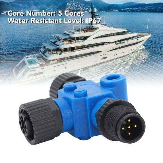 For NMEA 2000 Boats Marine T Connector M12 5 Pin IP67 Water Resistant Backbone Cable Tee ...