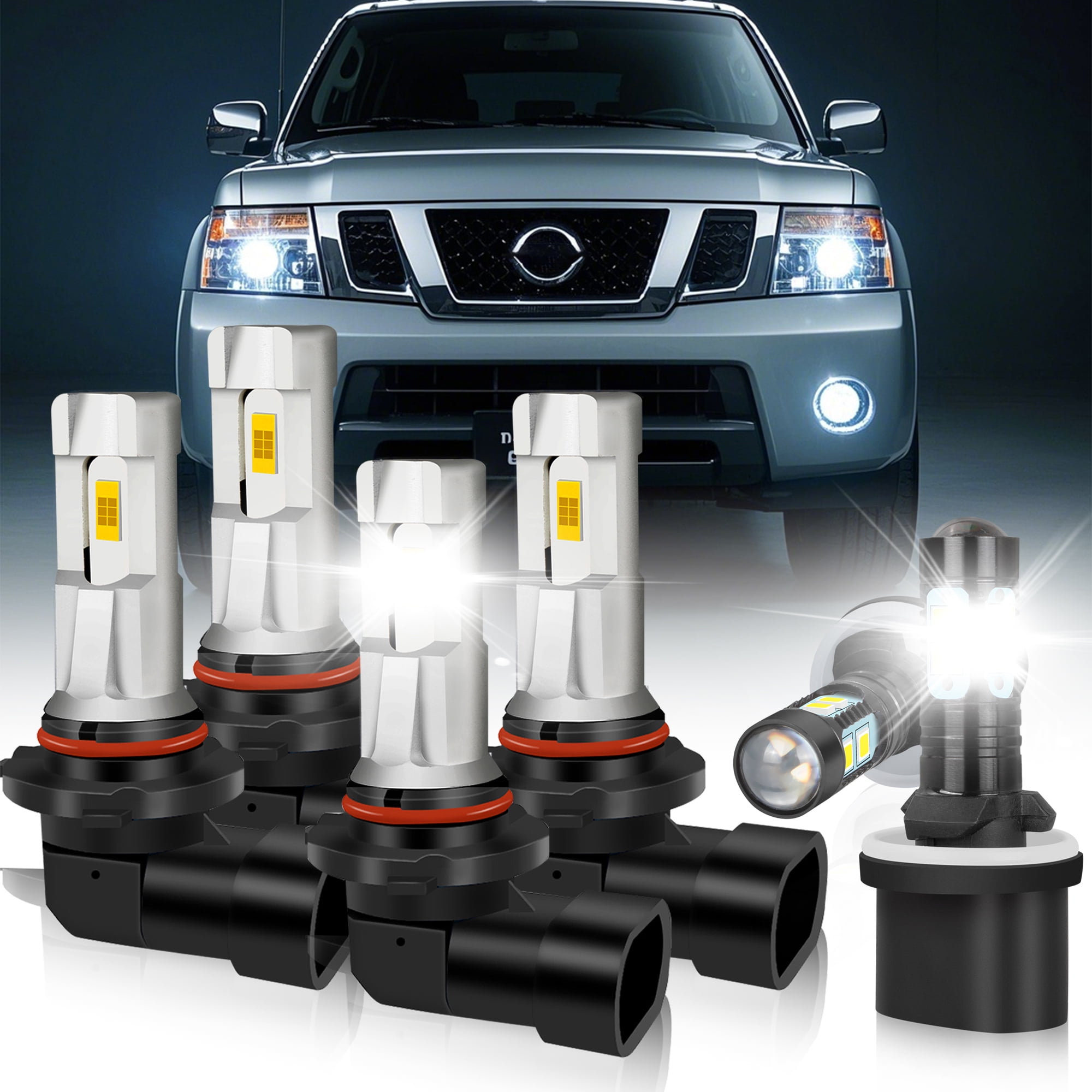 For Nissan Armada 2005-2010 Titan 2004-2015 6x White LED Headlights ...
