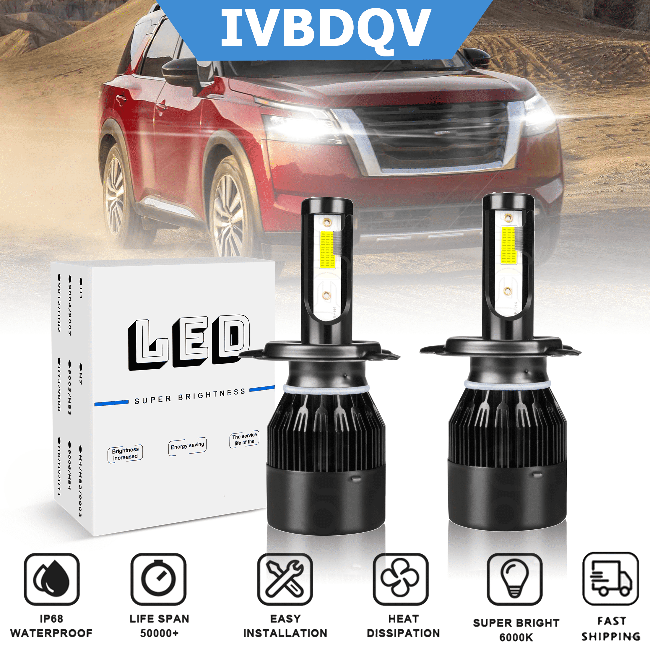 For Nissan Pathfinder 2000-2004 LED Headlights H4 High/Low Beam ...