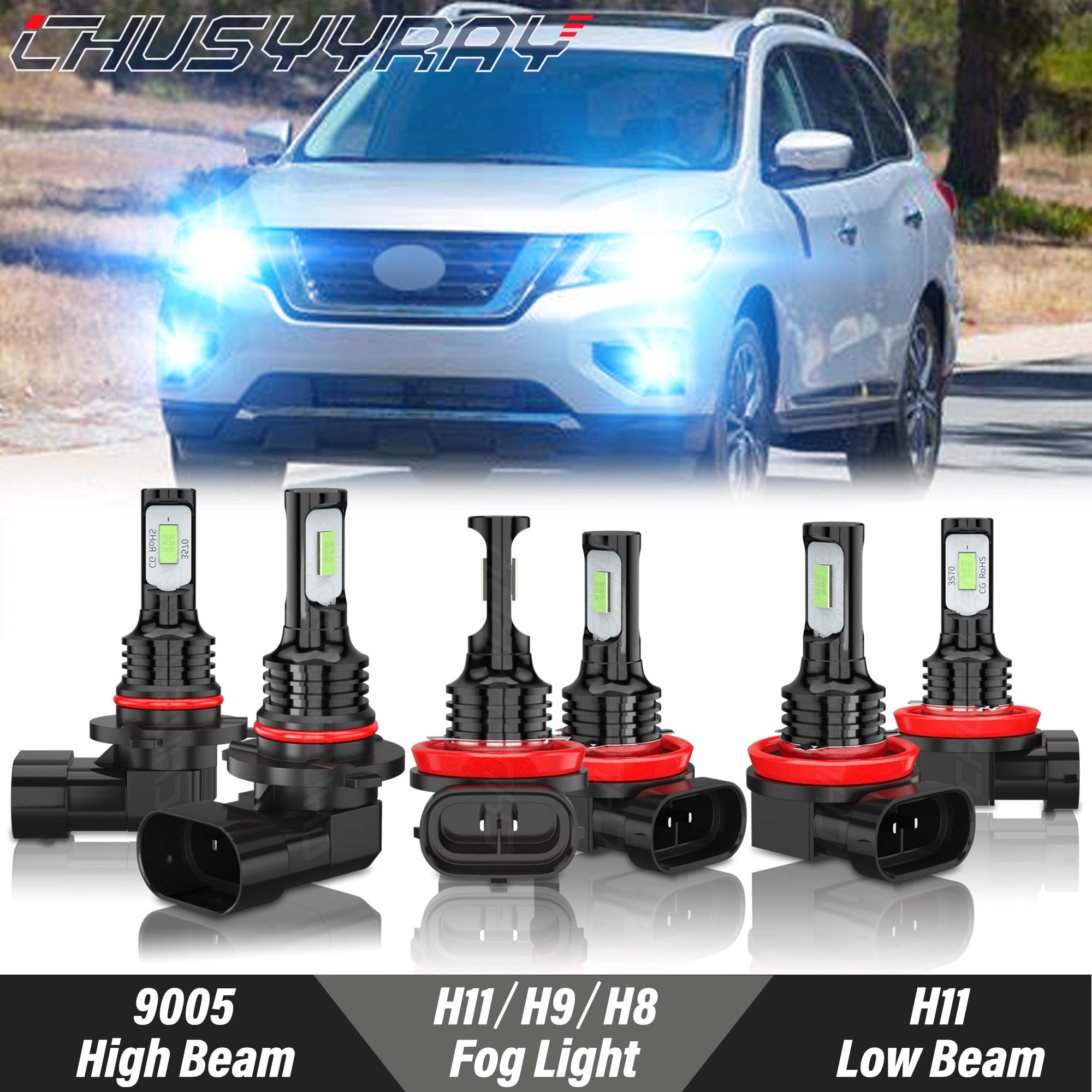 For Nissan Pathfinder 2013 2014 2015 2016 LED Headlight Fog Light Bulbs ...