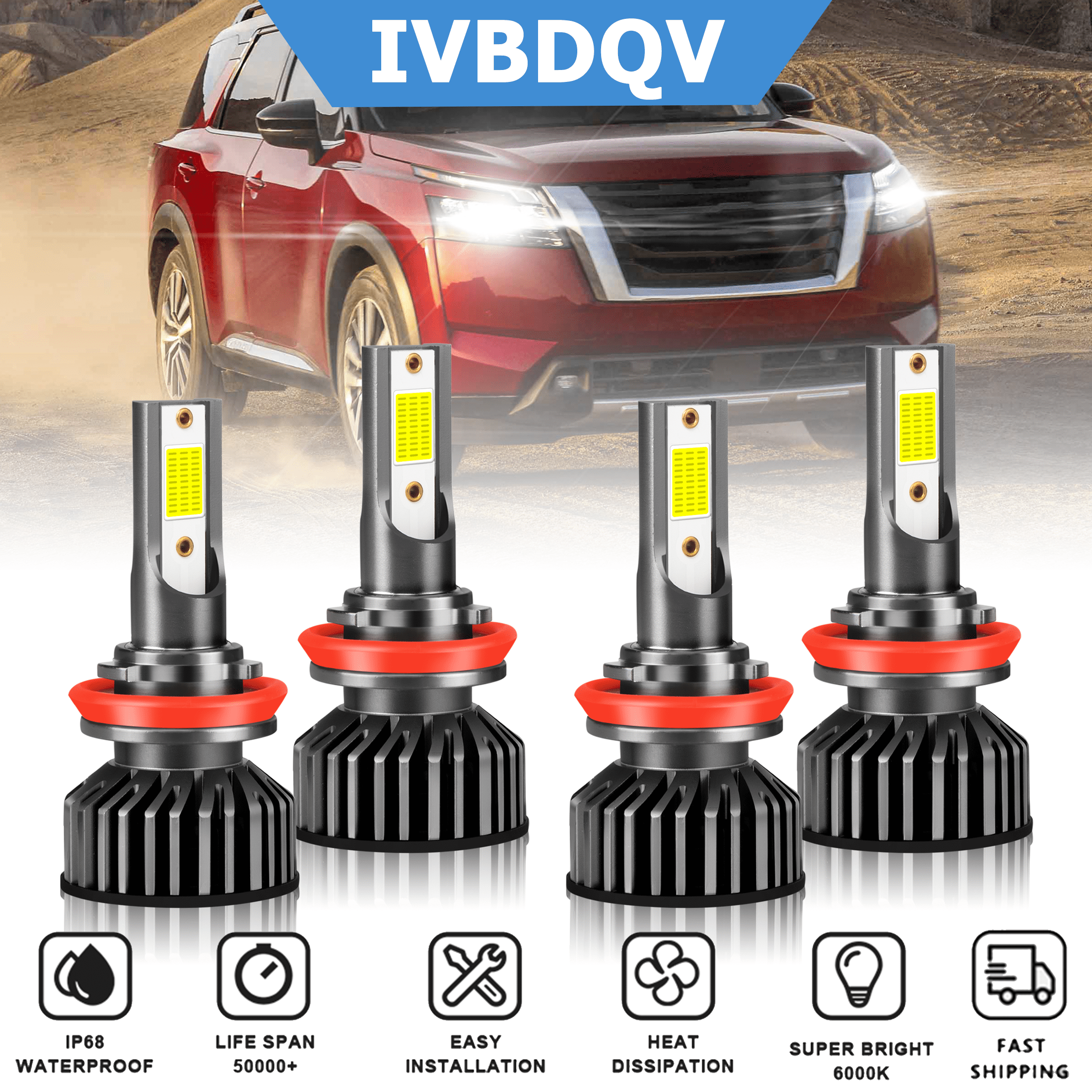 For Nissan Pathfinder 2017-2020 H11+H11 LED Headlights Combo High Low ...