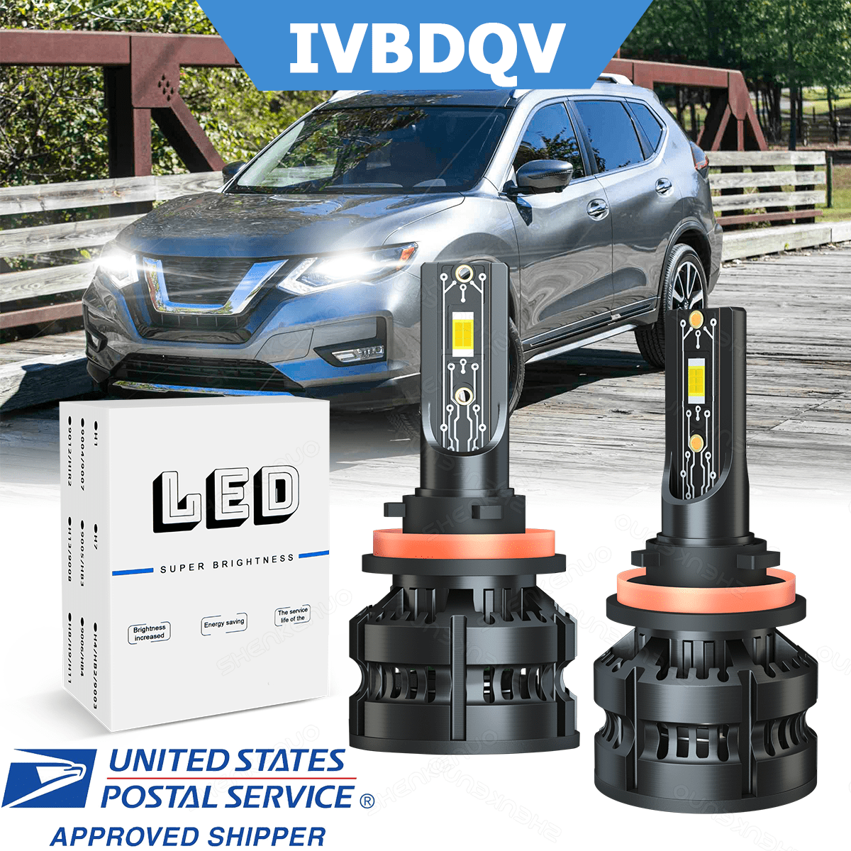 For Nissan Rogue 2014-2020 H11 LED Headlight Bulbs High/Low Beam 6000K ...