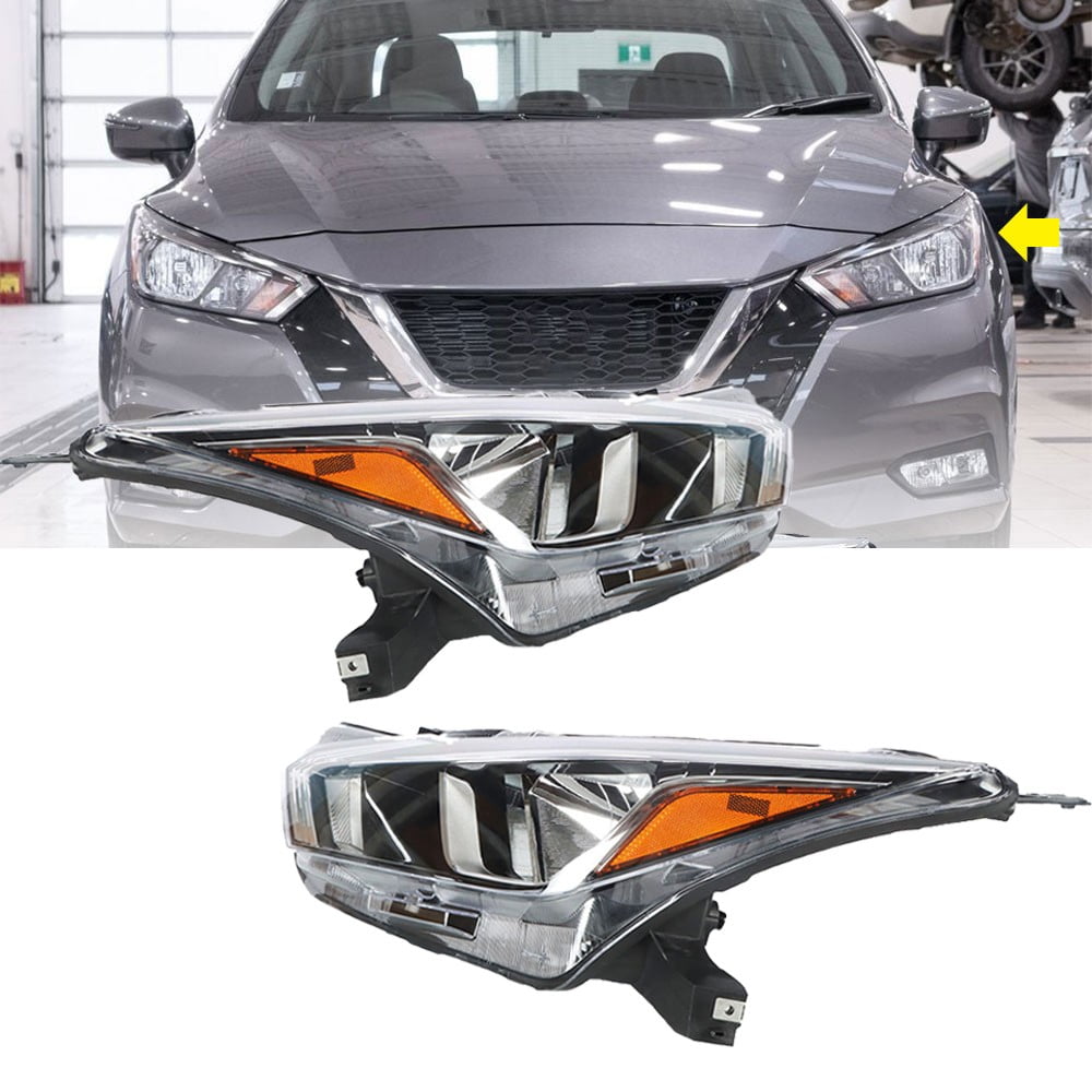 For Nissan Versa 2020-2021 Halogen Type Projector Headlights Headlamps ...