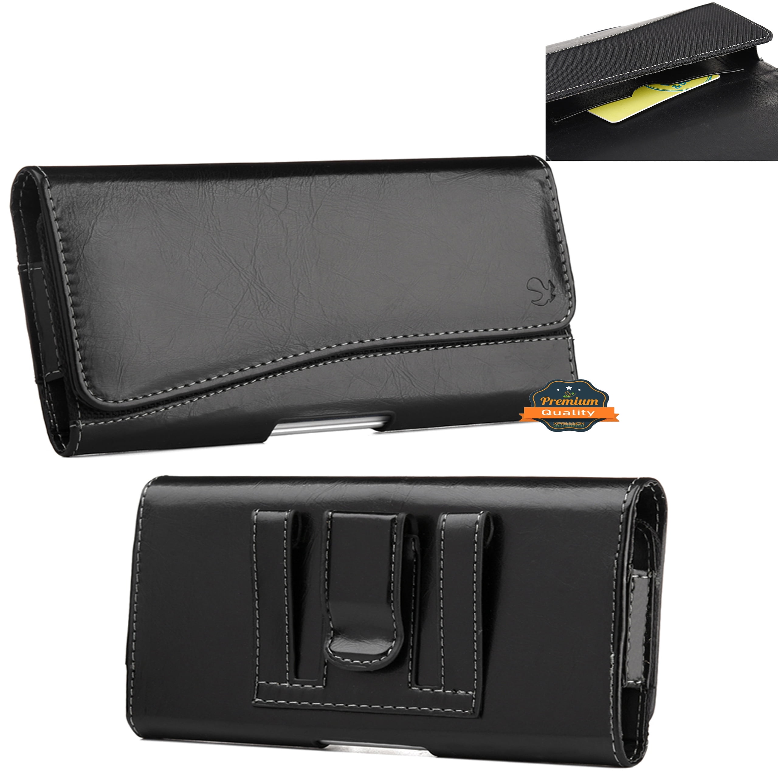 For Nokia 2 V Tella Universal Horizontal Leather Case Belt Clip Holster ...