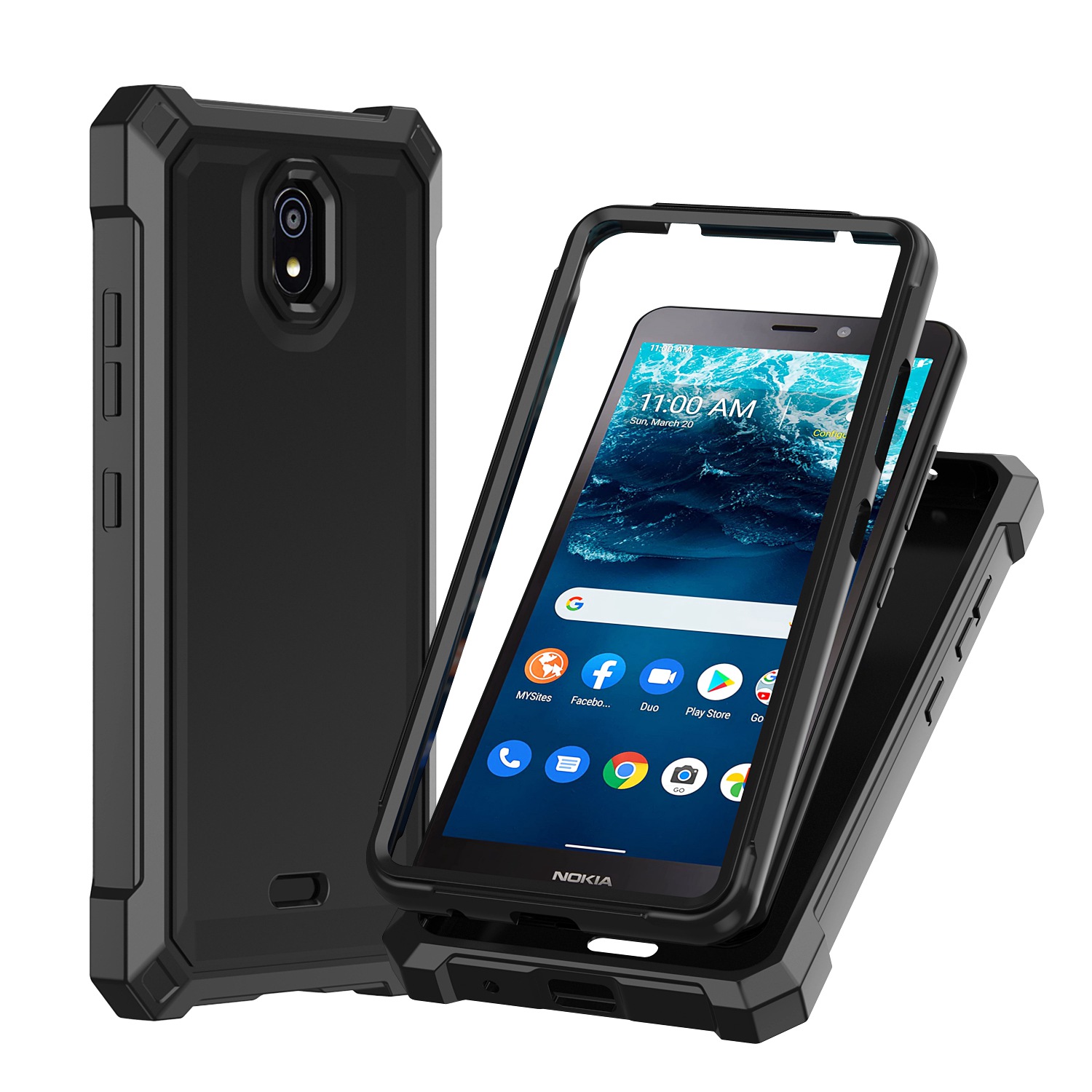 For Nokia C100 Shell Matte Finish Hybrid Case Cover - Black - Walmart.com