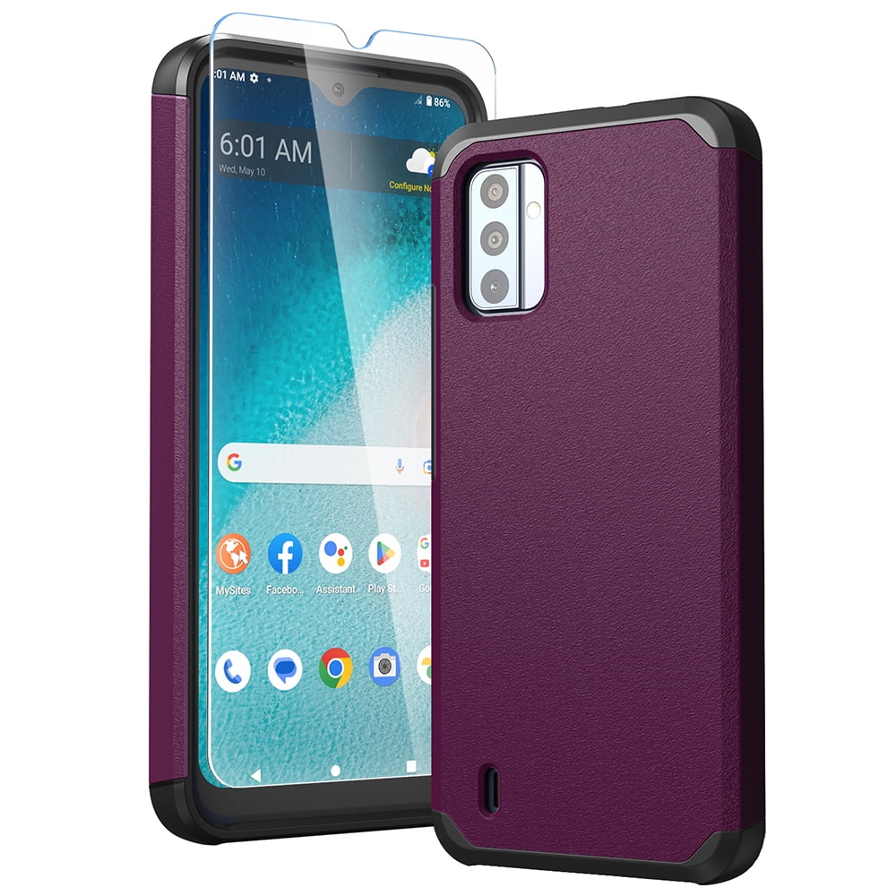 For Nokia C210 Tough Strong Hybrid Case Cover - Dark Purple - Walmart ...