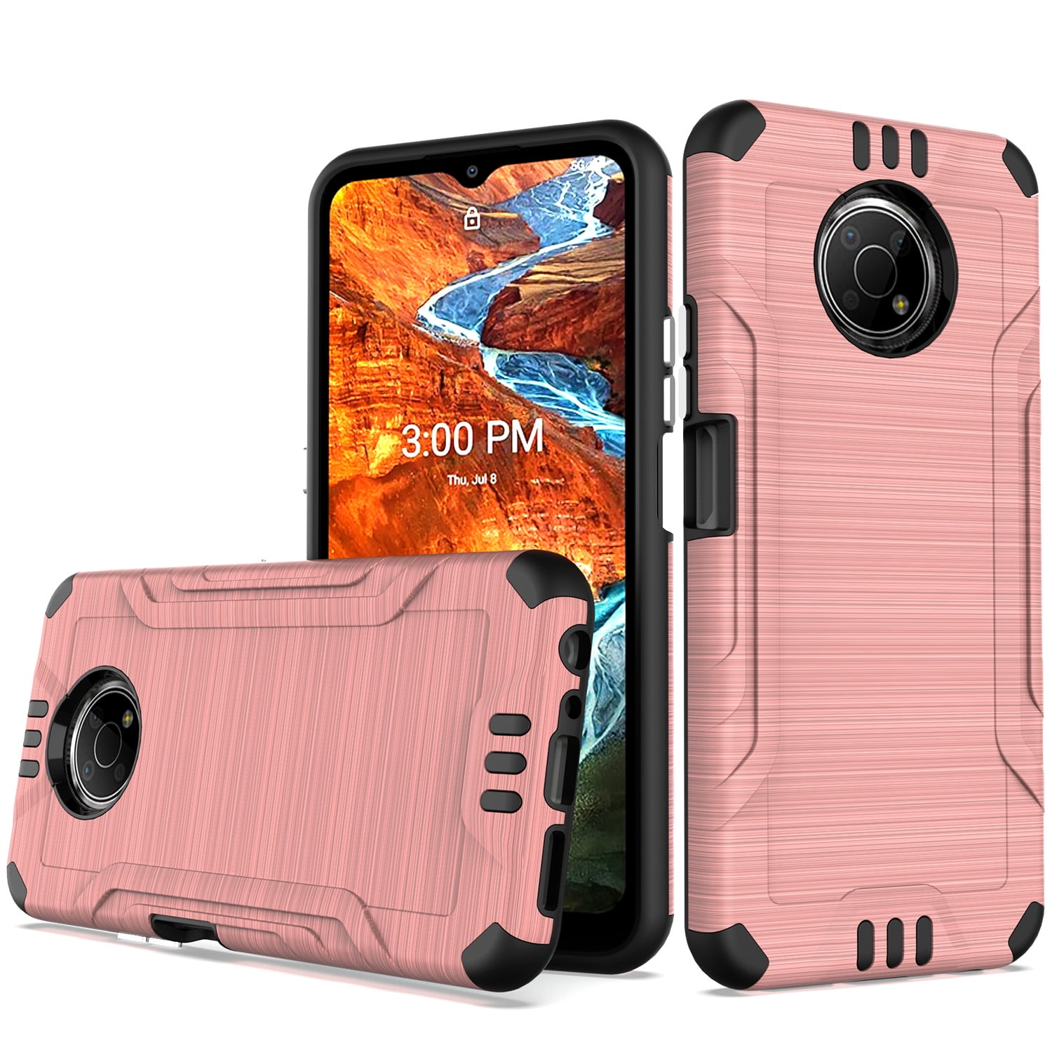 For Nokia G300 Strong Tough Metallic Design Hybrid - Rose Gold ...