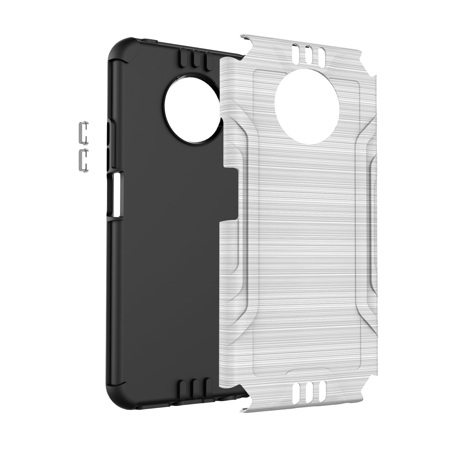 For Nokia G300 Strong Tough Metallic Design Hybrid - Silver - Walmart ...