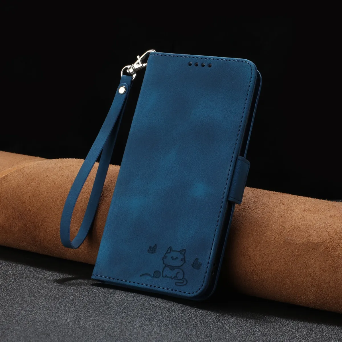 For OPPO A54 4G wallet phone case, embossed cute cat high-end PU ...