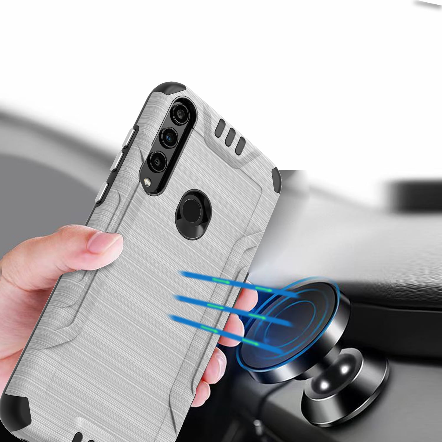 For Orbic Magic 5G Strong Tough Metallic Design Hybrid - Silver ...