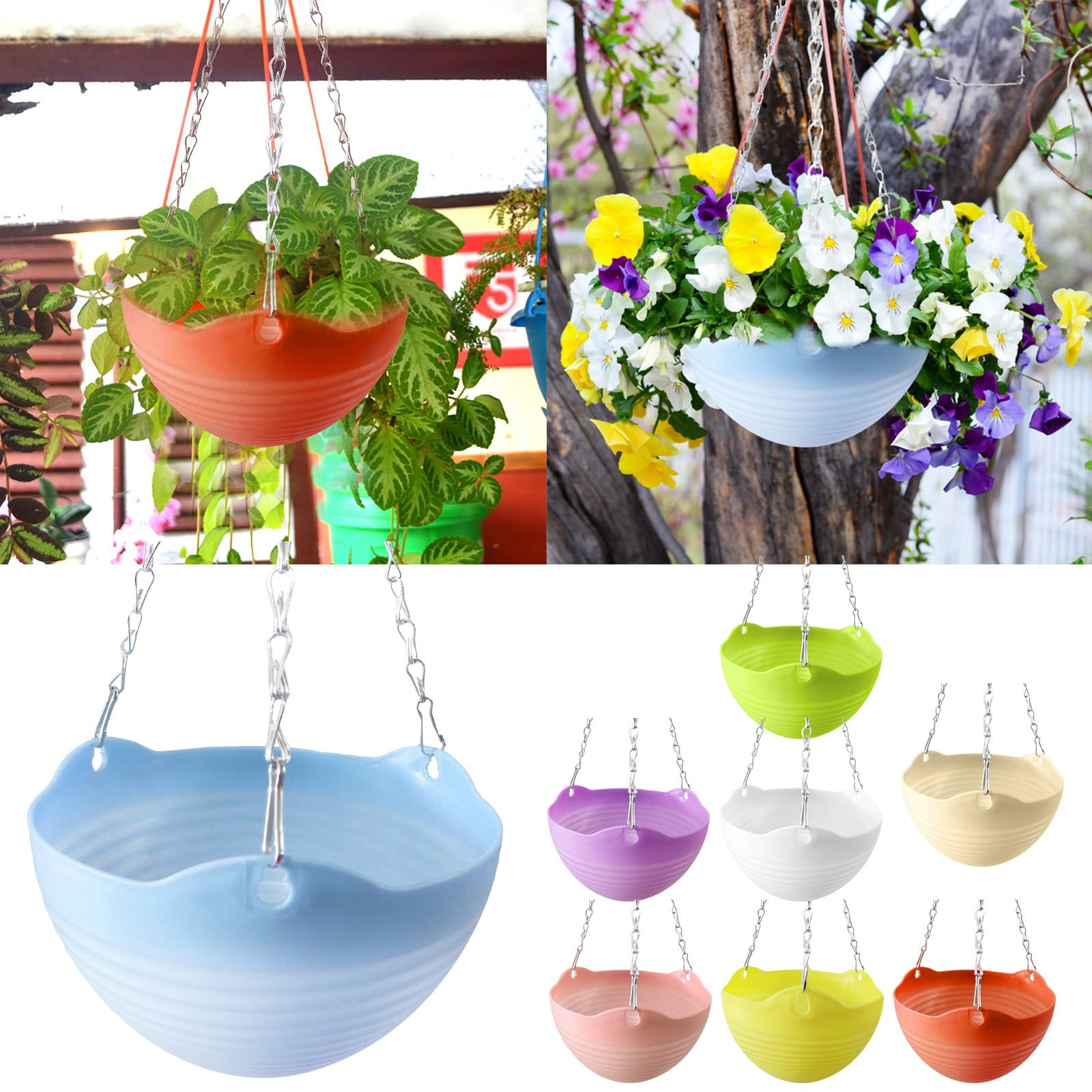 For Outdoor Indoor Garden Flower Pot Container With Drainer And Hanging ...