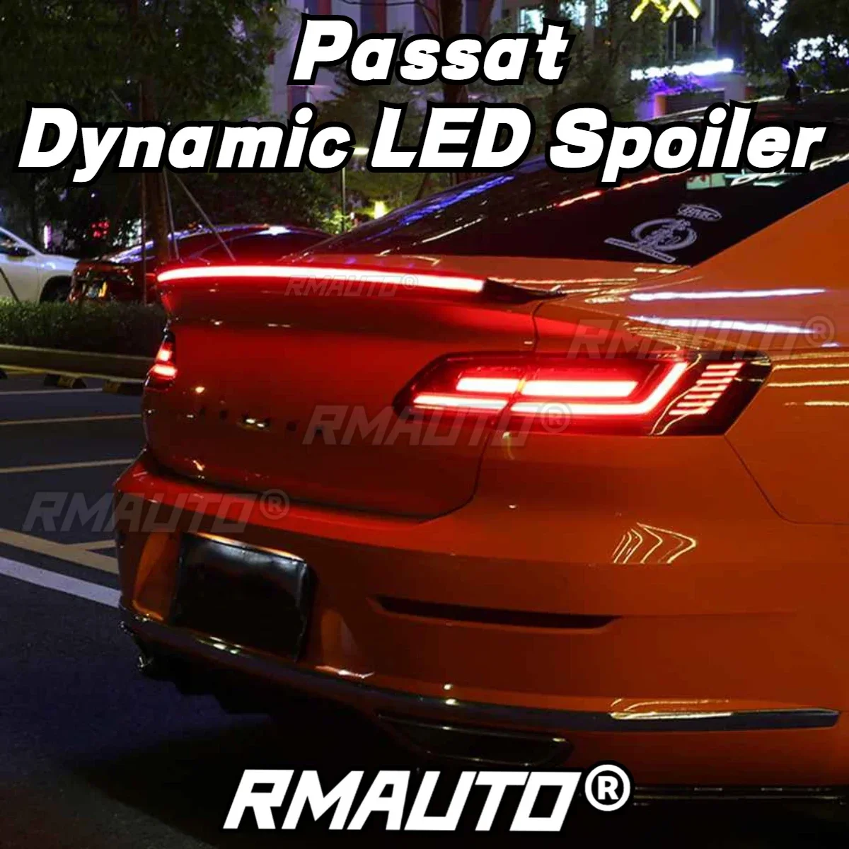 For Passat Dynamic LED Universal Rear Trunk Roof Spoiler Wing Turn ...