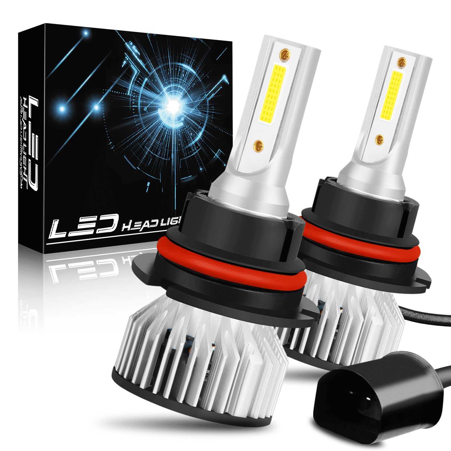 For Peterbilt 386 2006-2015 LED Headlight Bulbs 9007 HB5 High Low Dual ...