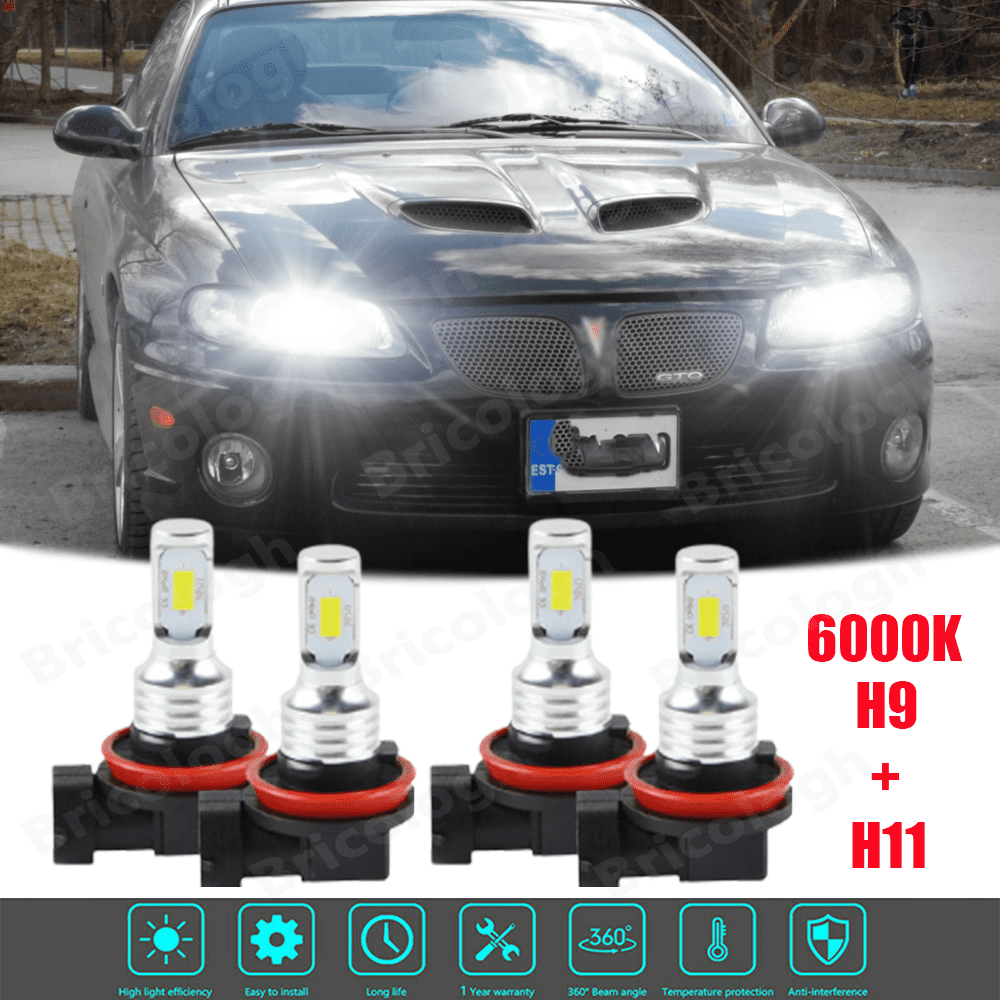 For Pontiac G6 2005-2010 Combo H9 H11 LED Headlight Bulbs High Low Beam ...