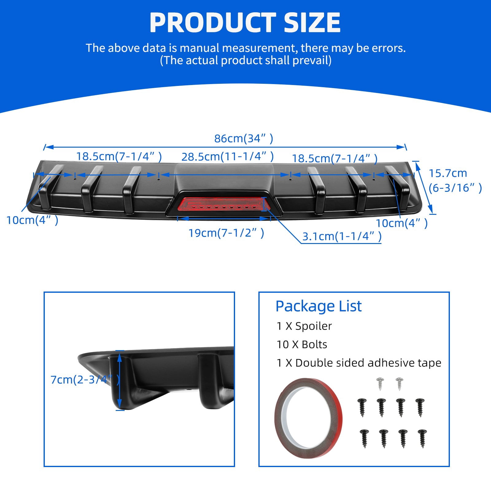 For Porsche Panamera Shark Fins Rear Diffuser Bumper Spoiler Lip w/LED ...