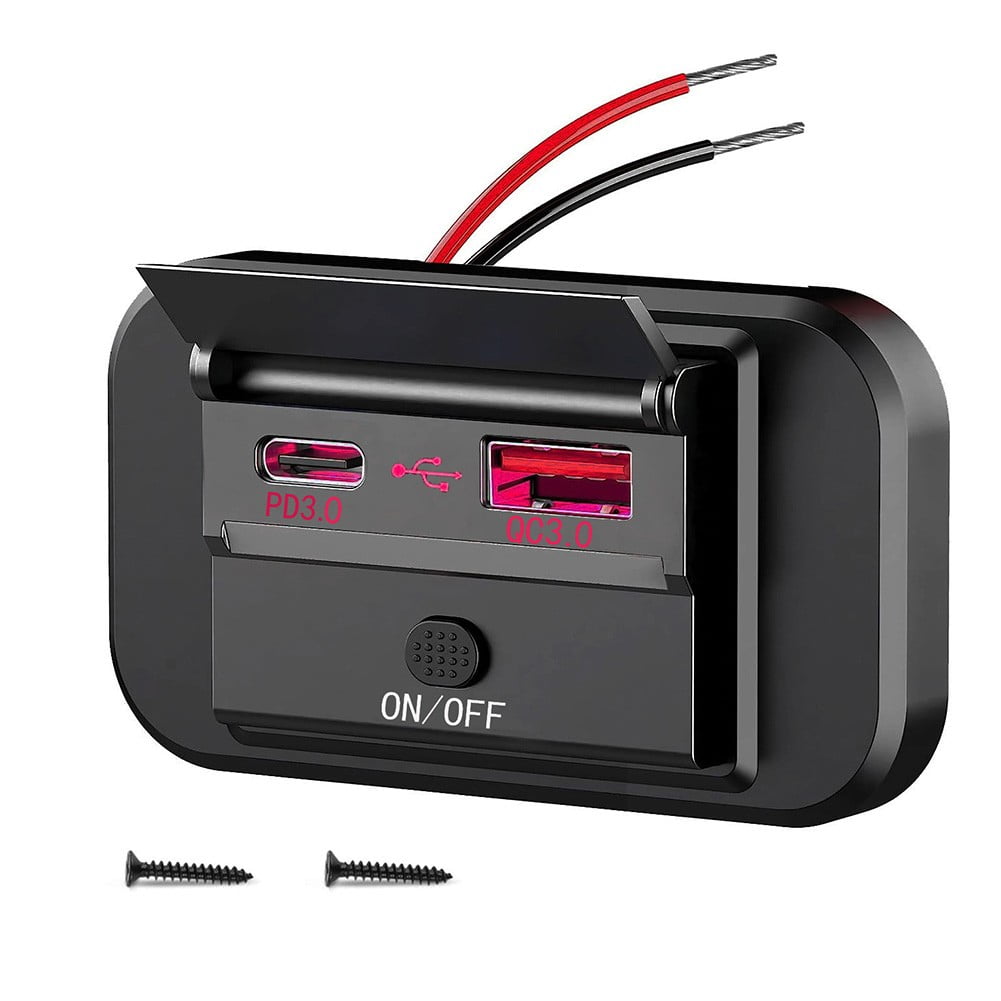 For QC3.0 PD USB-C Car Fast Charge Power Delivery Socket Outlet Panel ...