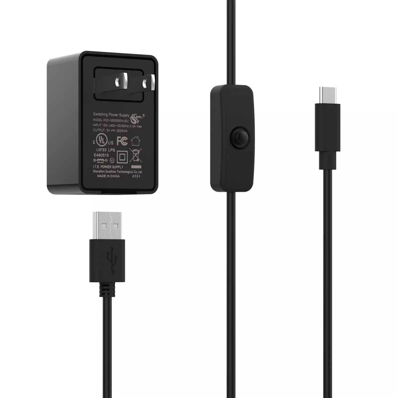 For Raspberry Pi 4 USB Type C Cable Power Supply Charger 5.25V/3A UL ...