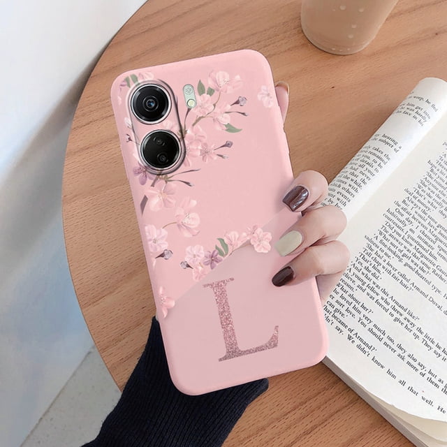 For Redmi 13C Case Cute Flowers Letters Shockproof Soft Silicon ...