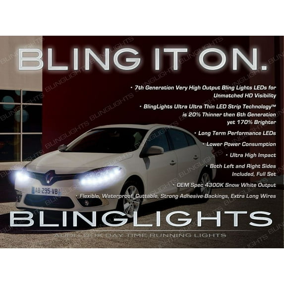 For Renault Fluence LED DRL Head Light Strips Kit Day Time Running Lamp ...