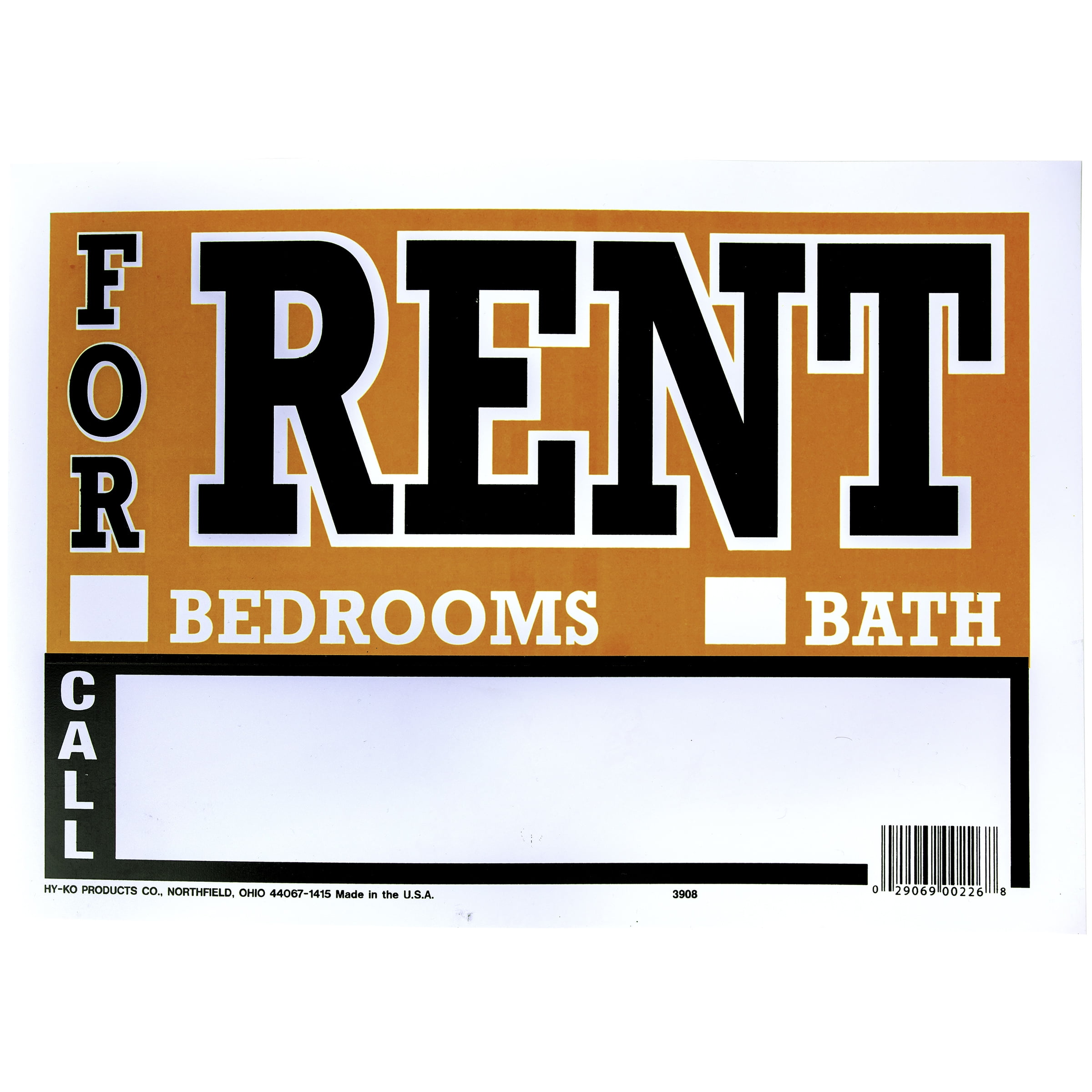 For Rent Sign Orange/Black High Quality by Hy-Ko - Walmart.com