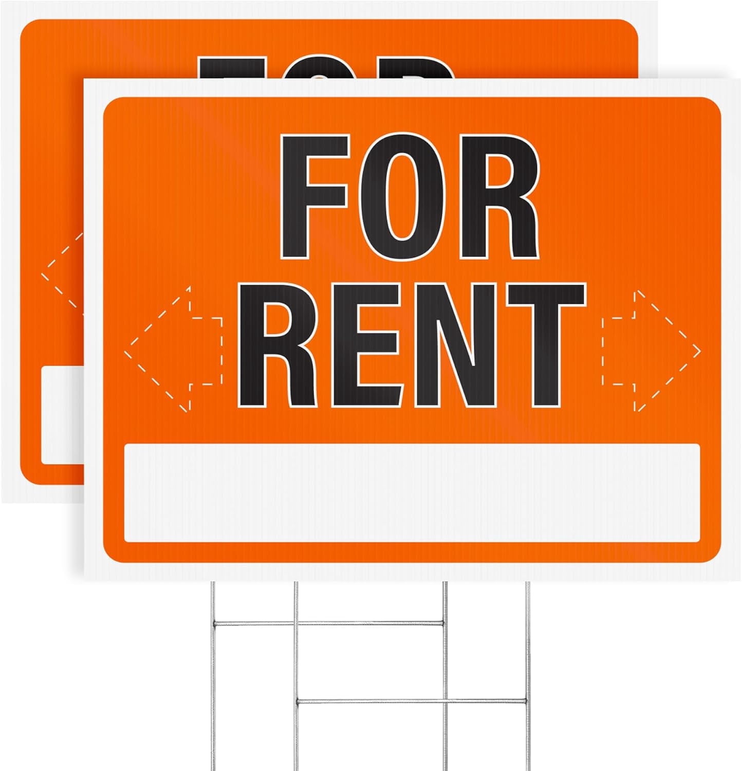 2pk For Rent Signs with Stakes | 17" x 13" Large Corrugated Plastic ...