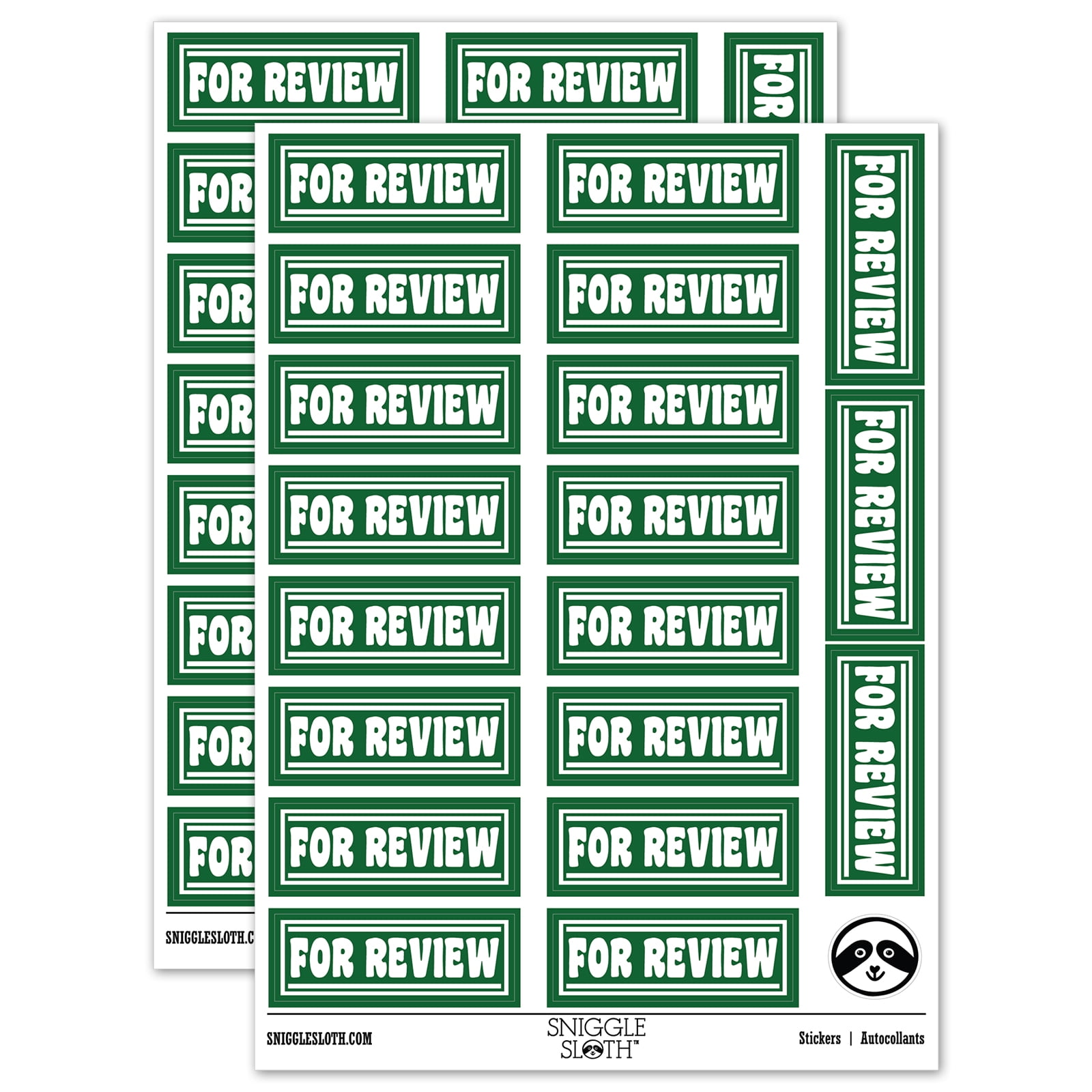 For Review with Border Document Sticker Set - Dark Green - Gloss Finish ...
