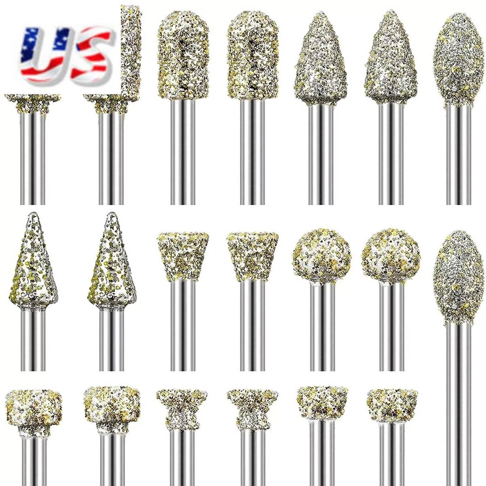 For Rotary Tool Grinding Heads 20Pcs 3Mm Diamond Burr Set For Carving ...