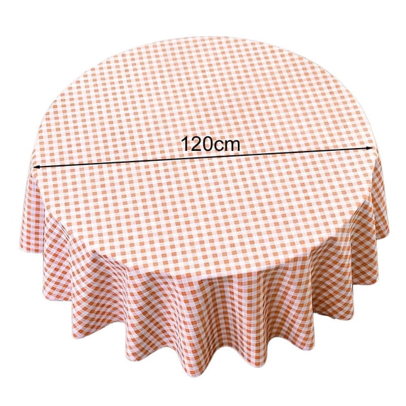 For Round Tablecloth 120CM Checkered Waterproof Oil Resistant Table ...