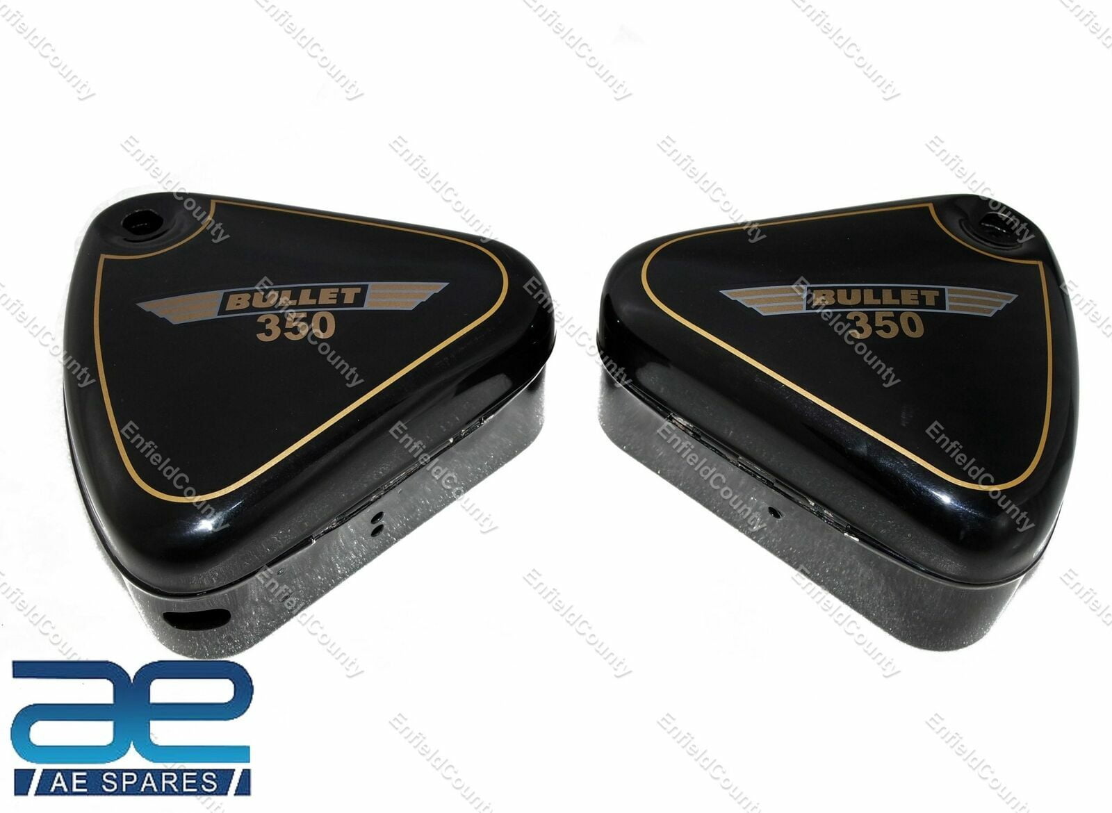 For Royal Enfield Bullet 350 Black Painted Curved Lid Steel Tool Boxes ...