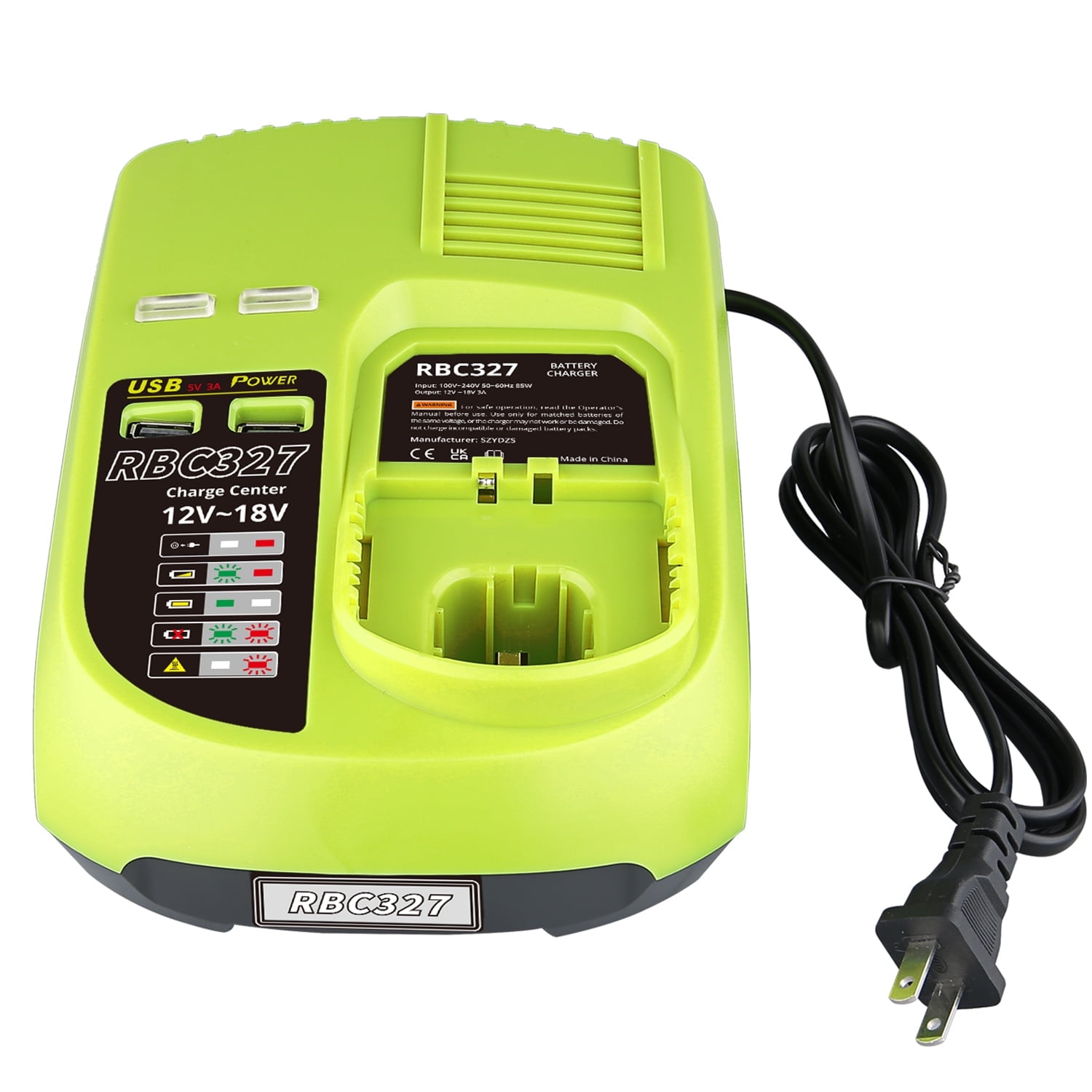 For Ryobi P117B 18V Fast Charger Compatible with 12V-18V Lithium Nicd Battery P100 P101 P102 ...
