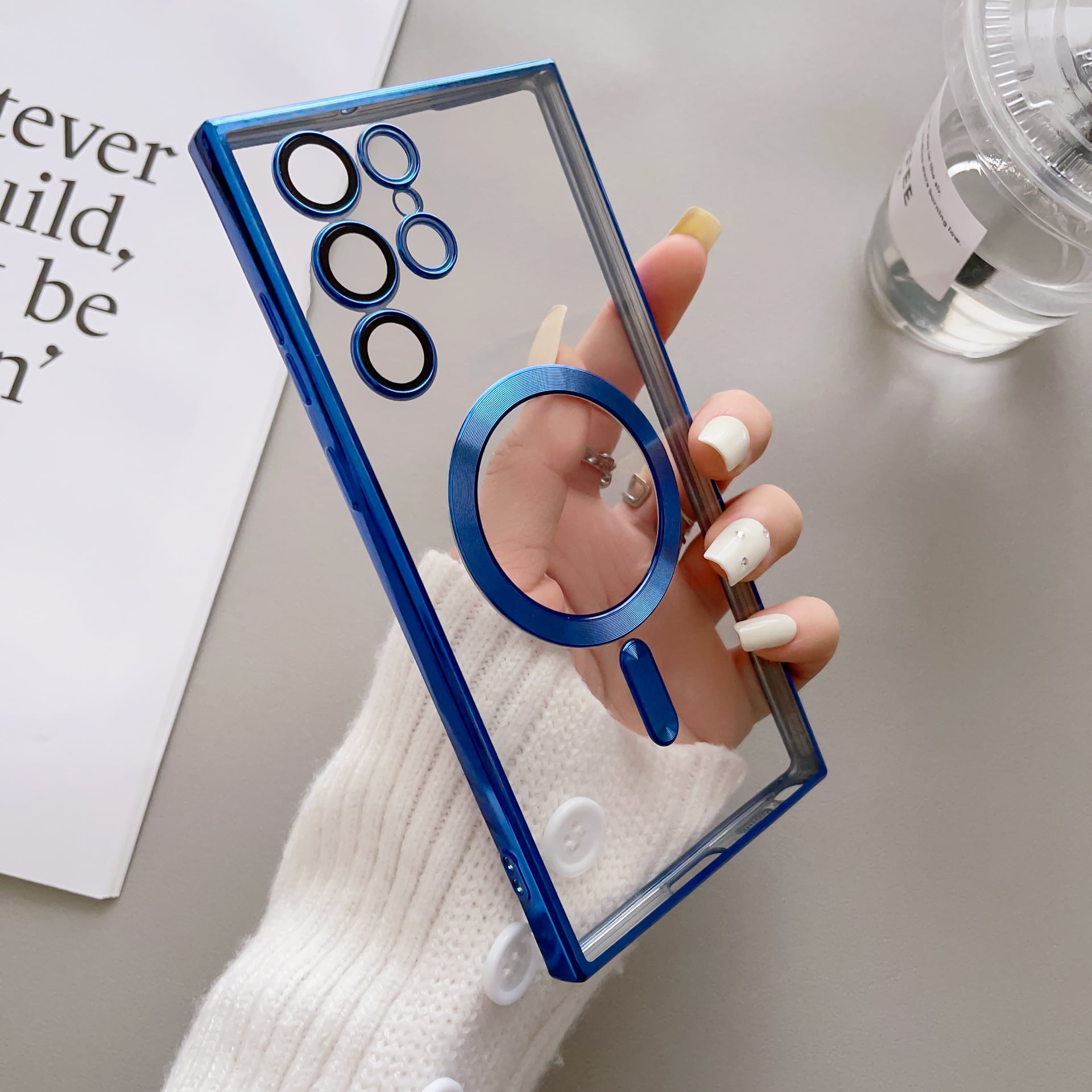 For S24Ultra Mobile Phone Case Transparent Electroplating Magnetic ...