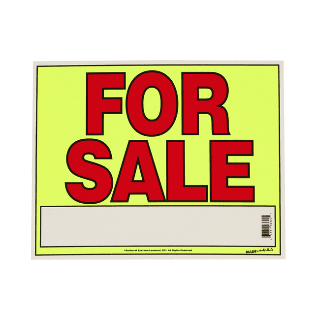 For Sale Sign, 11' x 14" Neon Laminated Sign, Sunburst Systems 3620 For ...