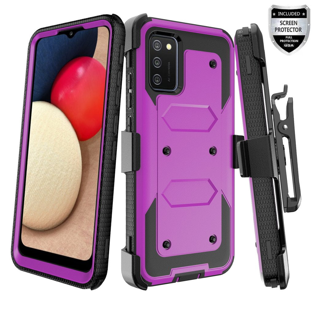 For Samsung Galaxy A02S 5G Case with Built-in Screen Protector, Heavy Duty Full-Body Rugged ...