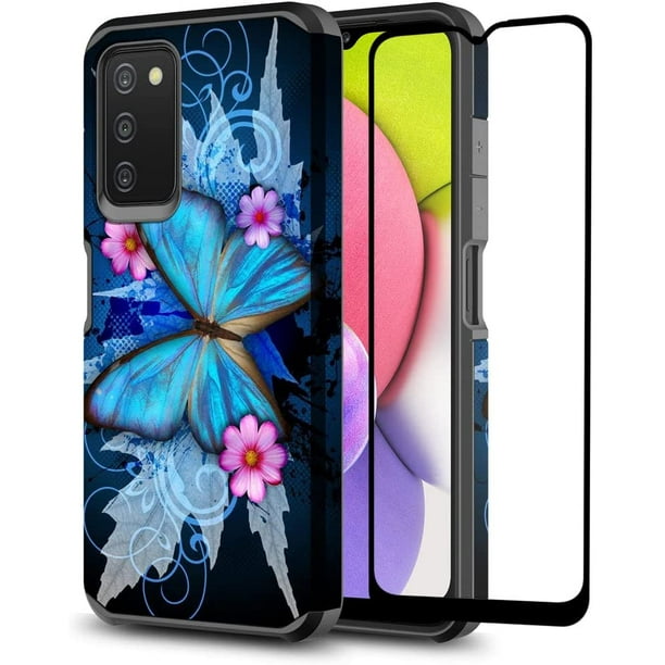 For Samsung Galaxy A03s Case w[Tempered Glass Screen Protector] Cute ...