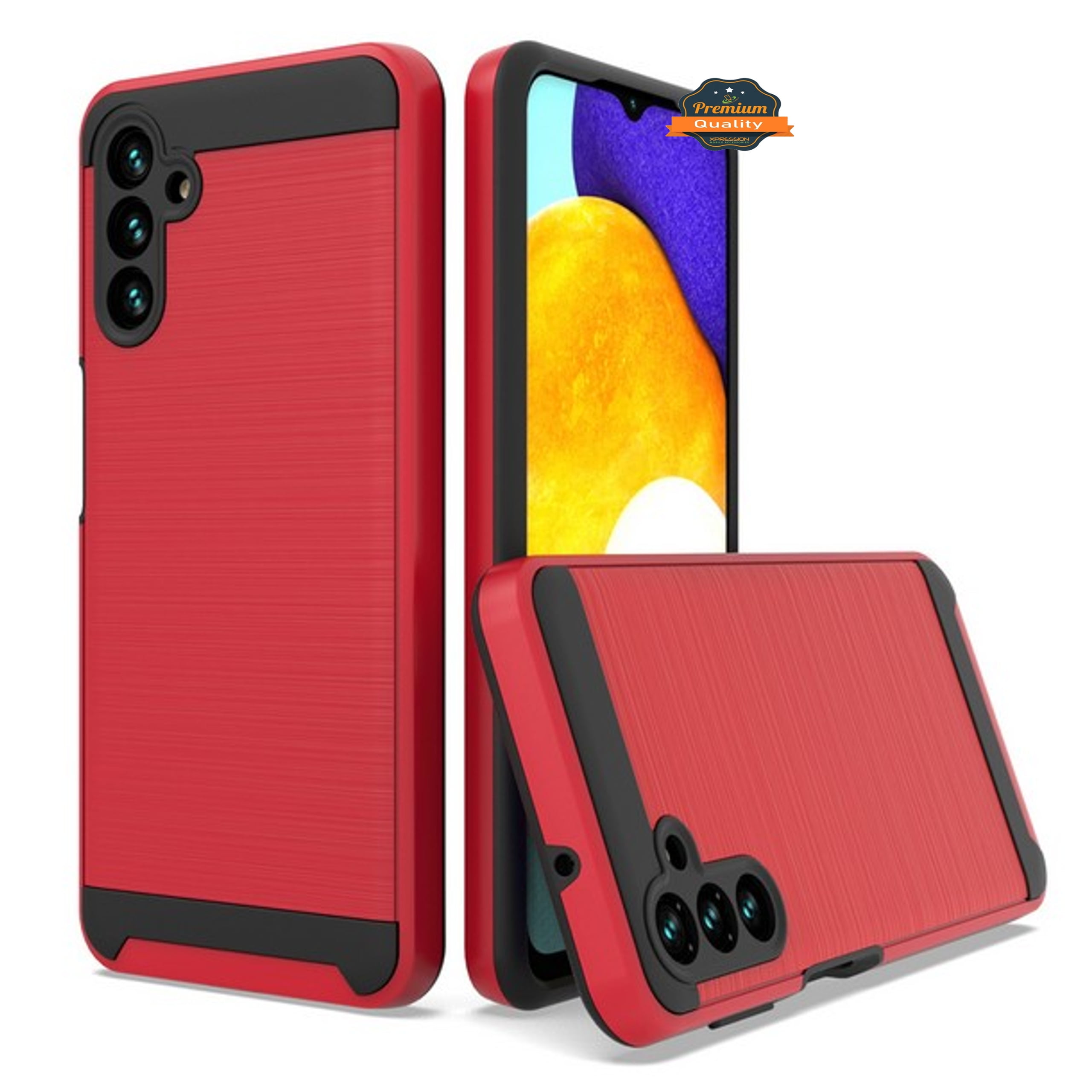 For Samsung Galaxy A04S Slim Rugged TPU Hard Brushed Metal Texture ...