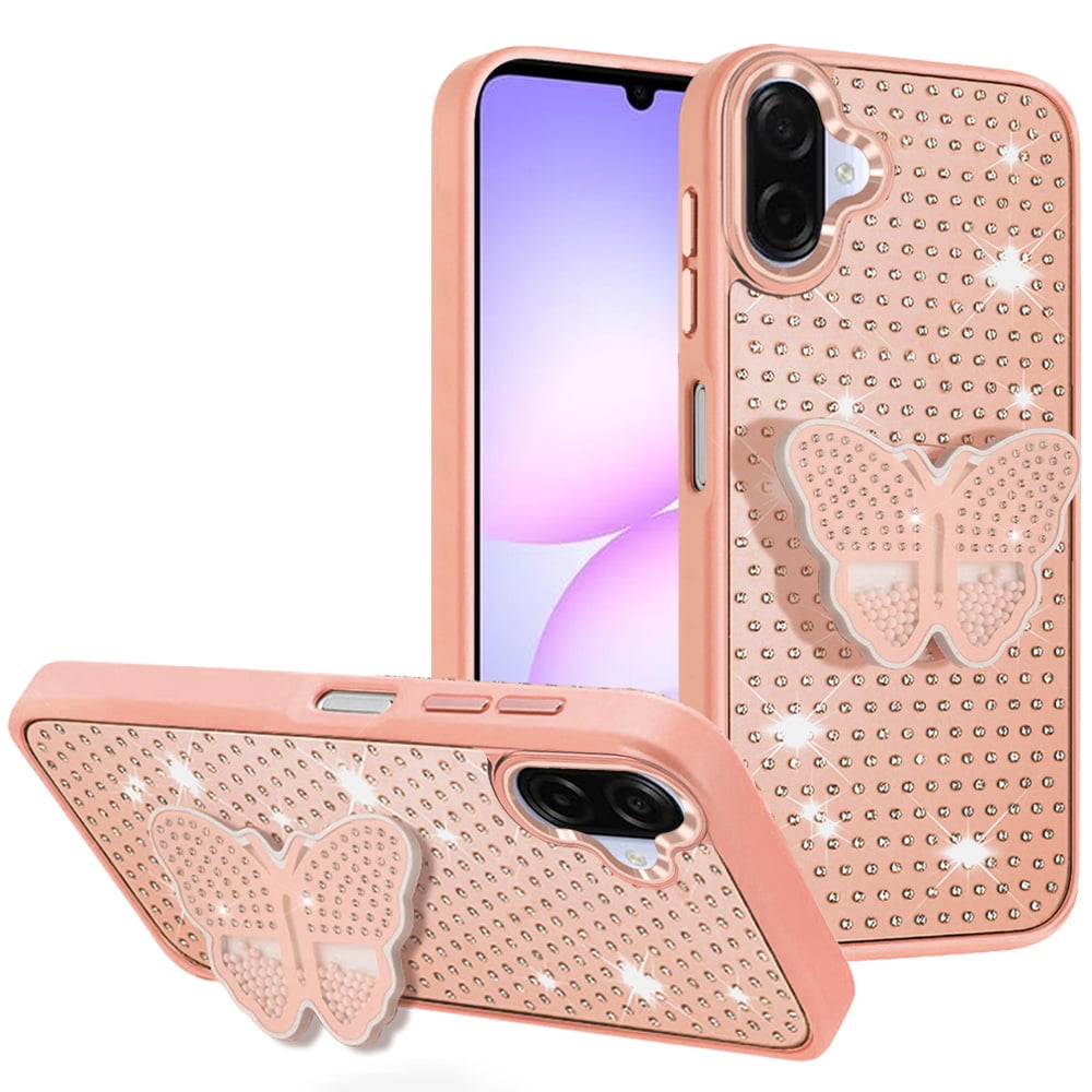 For Samsung Galaxy A07 Butterfly Moveable Grip Stand With Small ...