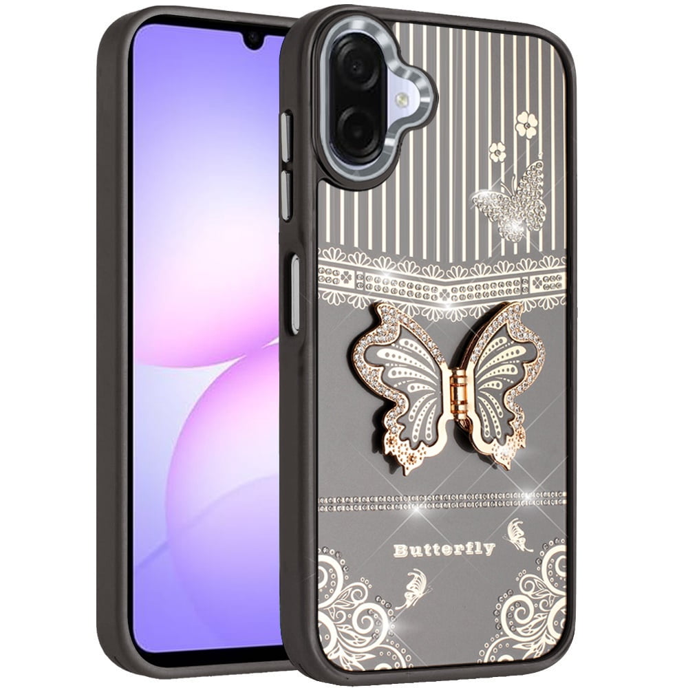 For Samsung Galaxy A07 Glitter Butterfly Case with 3D Stand Sparkle ...