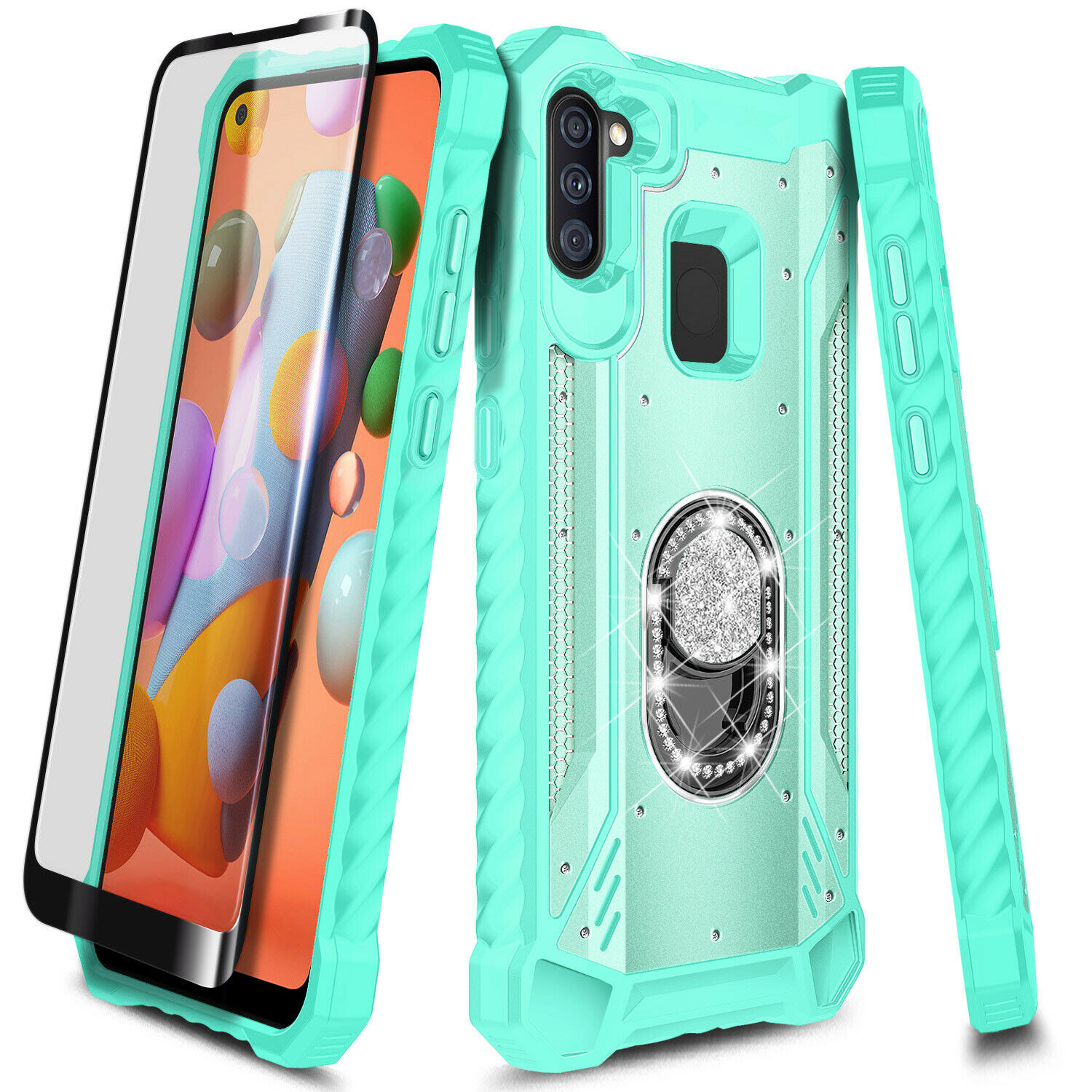 For Samsung Galaxy A11 Case, with Tempered Glass Screen Protector (Full ...