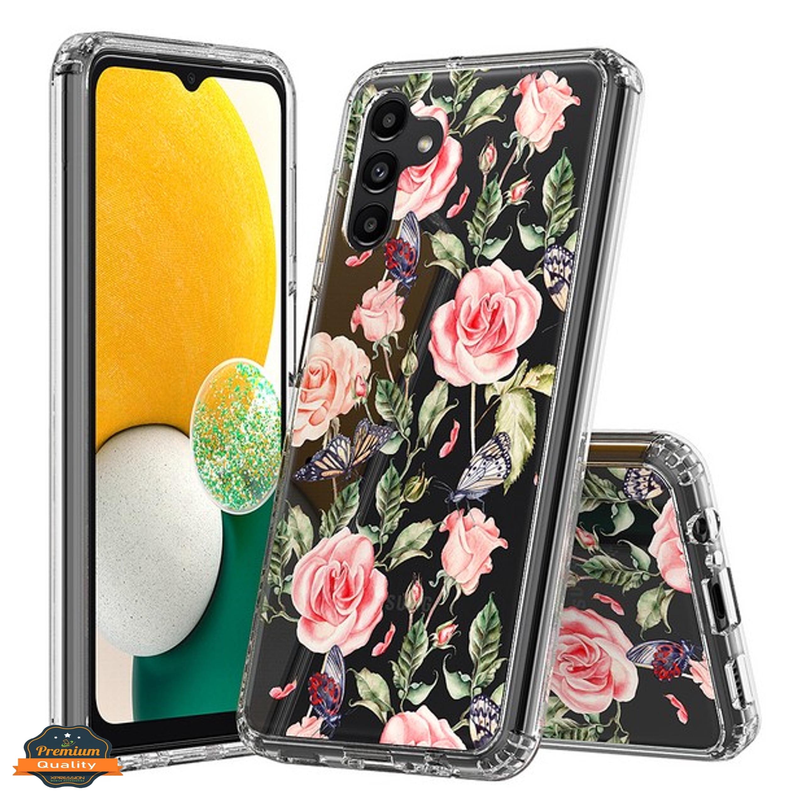 For Samsung Galaxy A13 5G Floral Patterns Design Transparent TPU Shock ...