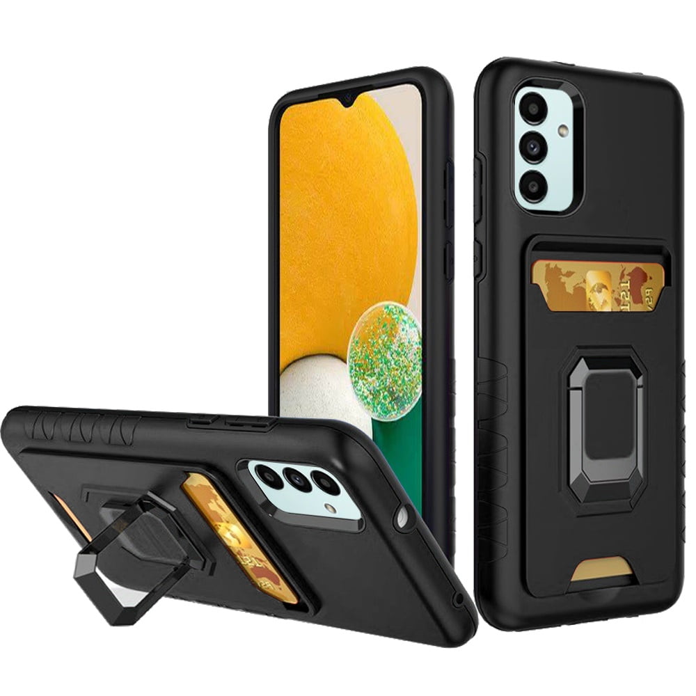 For Samsung Galaxy A13 5G S136DL Card Holder Ring Stand Hybrid Cover ...