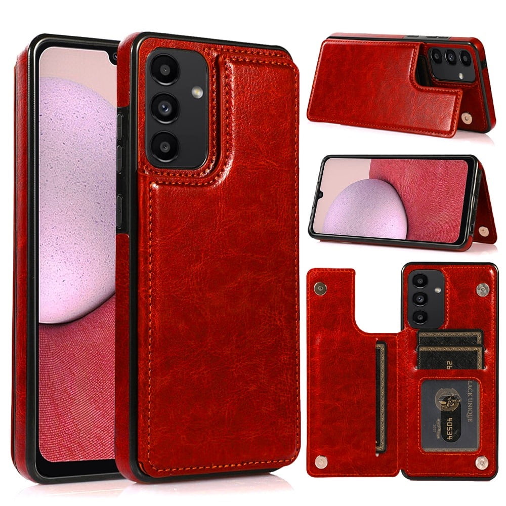 For Samsung Galaxy A14 5G Leather [Two Magnetic Clasp] [Card Slots ...