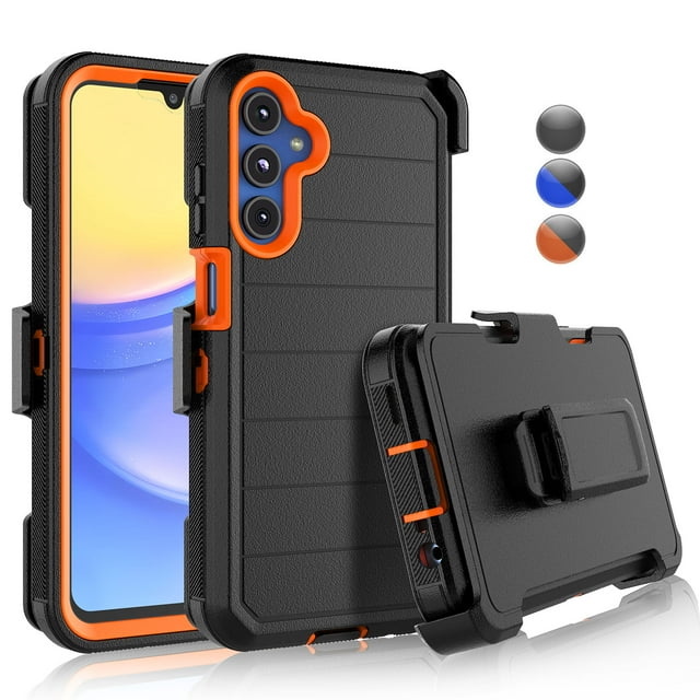 For Samsung Galaxy A15 5G 6.5" Case,Heavy Duty Rugged Defender Case with [Belt Clip Holster ...