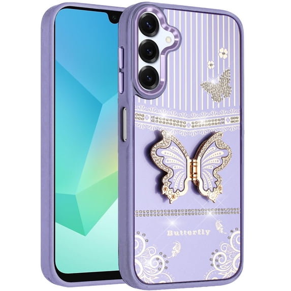 For Samsung Galaxy A16 5G Glitter Butterfly Case with 3D Stand Sparkle ...