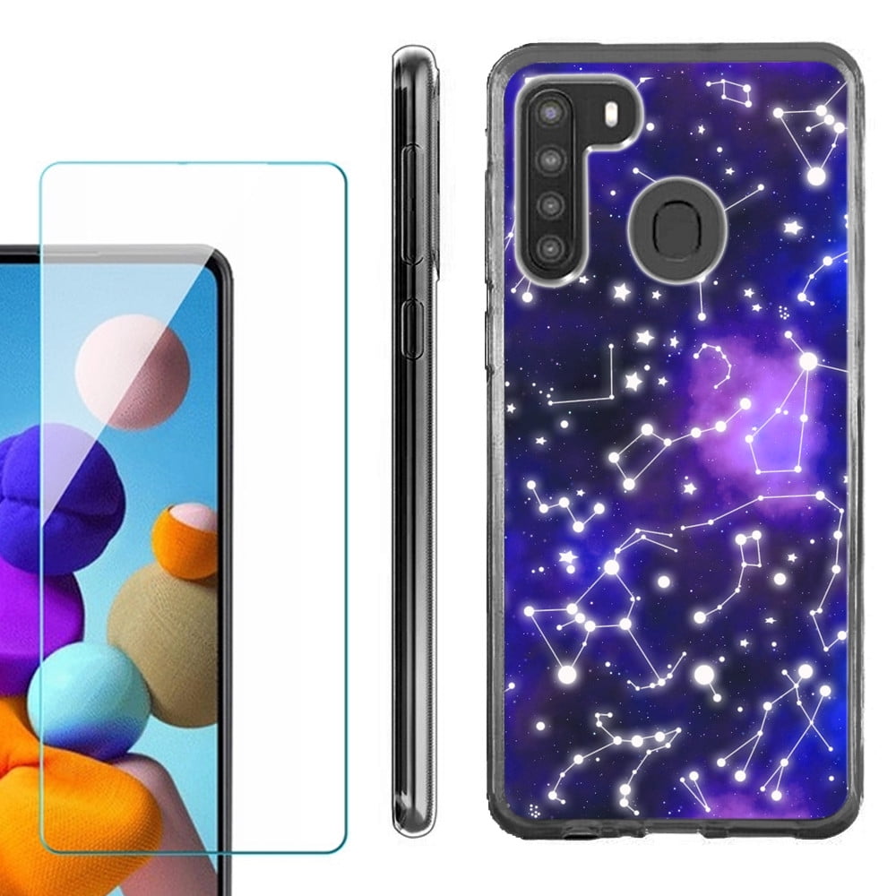 For Samsung Galaxy A21 Case, Slim-Fit Gel TPU Phone Case (Black Border ...